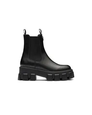 Prada Monolith Brushed Leather Chelsea Boots