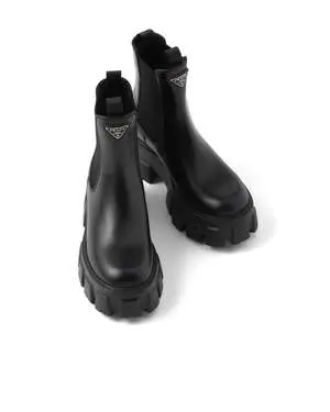 Prada Monolith Brushed Leather Chelsea Boots