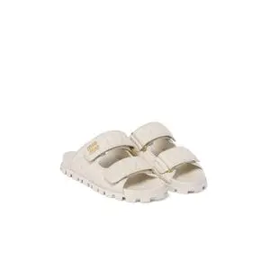 Miu Miu Matelassé Nappa Leather Slides - White