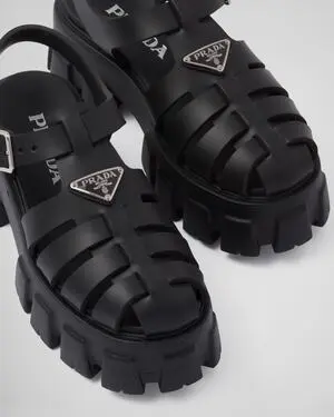 Prada Rubber Monolith Sandals - Black
