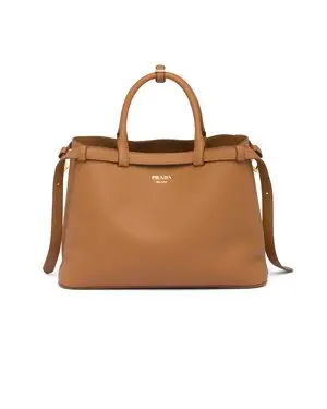 Prada Buckle Leather Handbag - Caramel