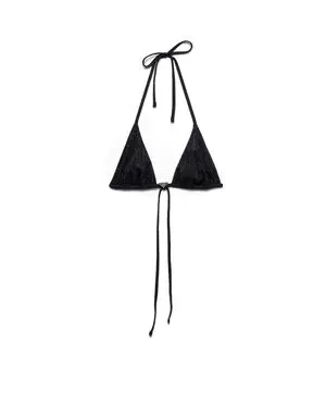 Prada Jersey Triangle Bikini Top With Rhinestones - Black/fume