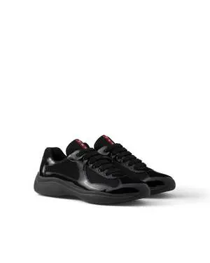 Prada Prada America's Cup Patent Leather And Technical Fabric Sneakers Black