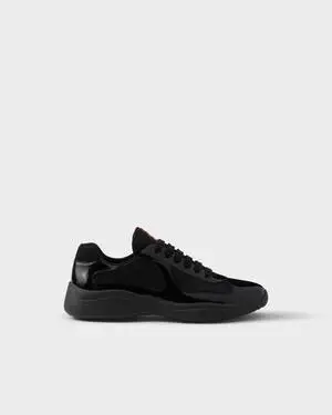 Prada America's Cup Patent Leather And Technical Fabric Sneakers - Black