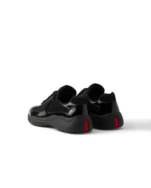 Prada America's Cup Patent Leather And Technical Fabric Sneakers - Black