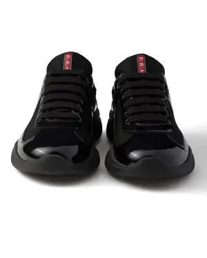 Prada America's Cup Patent Leather And Technical Fabric Sneakers - Black