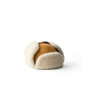 Prada Suede And Shearling Trapper Hat - Honey