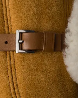 Prada Suede And Shearling Trapper Hat - Honey