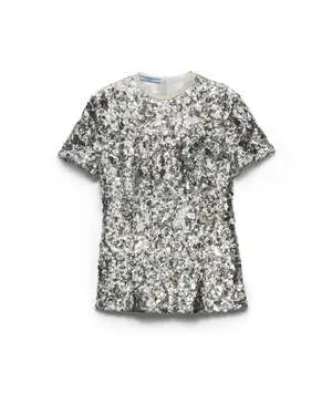 Prada Embroidered Sequin Top - Silver