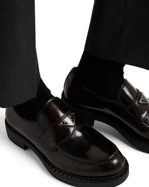 Prada Brushed Leather Loafers