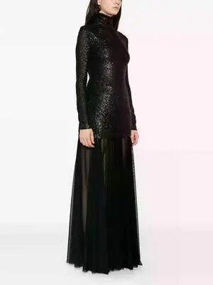 Norma Kamali Sequin Embellished Roll Neck Gown