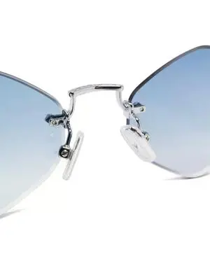 EYEPETIZER Empire Rimless Geometric Sunglasses - Silver