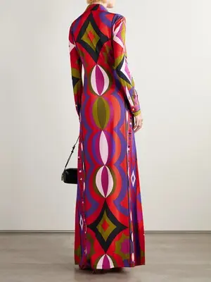 Emilio Pucci Printed Satin Maxi Shirt Dress