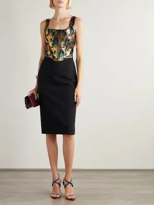 MARY KATRANTZOU Metallic Jacquard Blouse