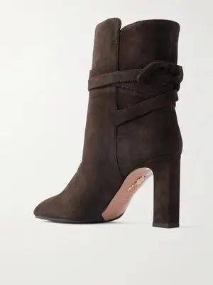 AQUAZZURA Very Bow Tie 105 Suede Ankle Boots