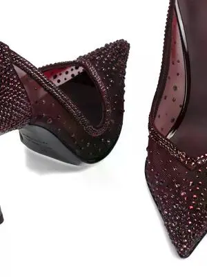LE SILLA 100mm Nicole Crystal Embellished Mesh Pumps - Red