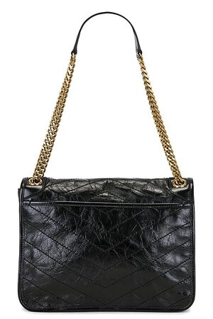 Saint Laurent Medium Niki Chain Bag In Crinkled Patent Leather - Nero