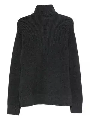 Officine Générale Ribbed Knit Funnel Neck Half-zip Sweater - Grey
