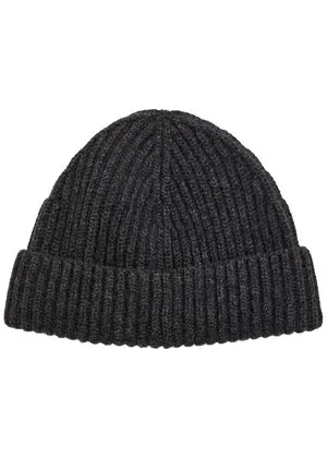 Loewe Ribbed Cashmere Beanie With Logo Appliqu