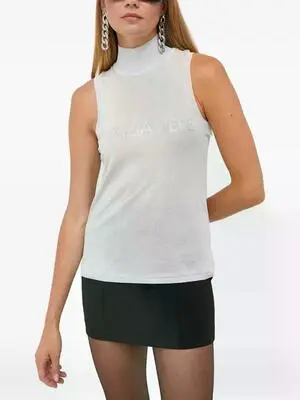 Patrizia Pepe Sleeveless High-neck Embellished Top - Grey