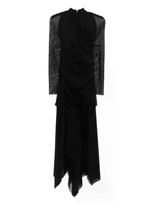 Talbot Runhof Draped Long-sleeve Dress - Black