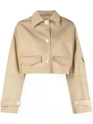 Nanushka Bracha Cropped Shirt Jacket - Neutrals