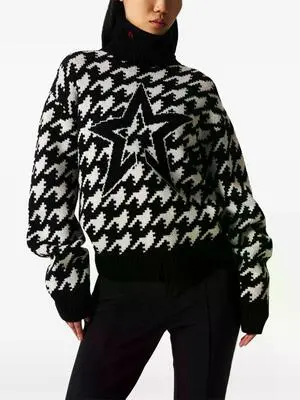 Perfect Moment Houndstooth Star Intarsia Turtleneck Sweater