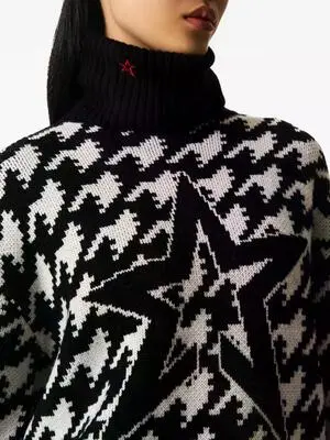 Perfect Moment Houndstooth Star Intarsia Turtleneck Sweater