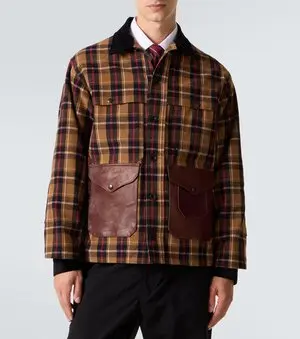 Junya Watanabe Checked Cotton Jacket With Leather Trim - Multicoloured