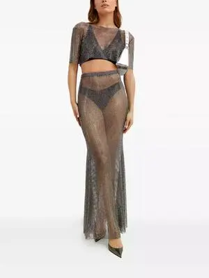 SANTA BRANDS Crystal Mesh Embellished Maxi Skirt - Silver