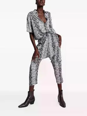 ONETEASPOON Snake-print Cropped Trousers - Grey