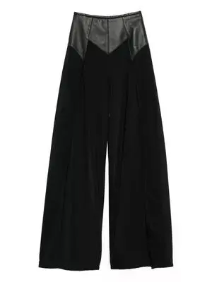 MITILIANE COUTURE Wide Leg Trousers With Leather Inserts