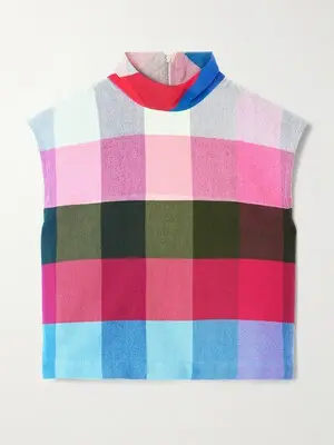 MARRAKSHI LIFE Checked Cotton-blend Turtleneck Top - Multi