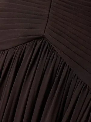 Elie Saab Cape-effect Gathered Silk-georgette Gown