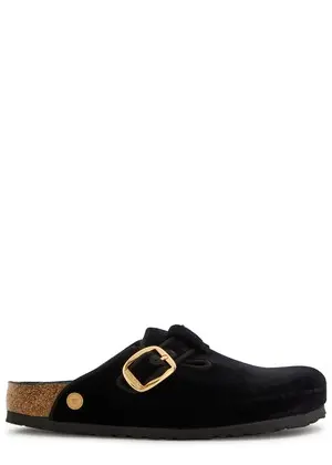 BIRKENSTOCK Birkenstock Boston Velvet Clogs With Adjustable Buckle - Black