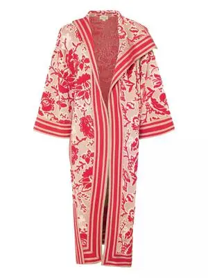 TEMPERLEY LONDON Francis Floral Striped Knit Cape - Neutrals