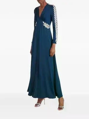 TEMPERLEY LONDON V-neck Maxi Dress With Leaf Embellishment