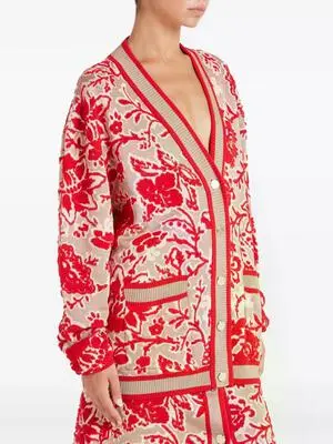 TEMPERLEY LONDON Francis Floral Jacquard Knit Cardigan - Neutrals