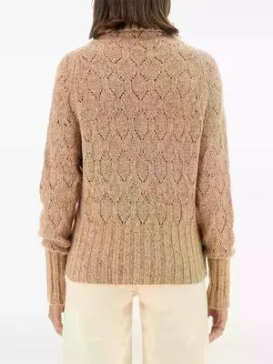 Kiton Brown Textured Knit Roll Neck Sweater