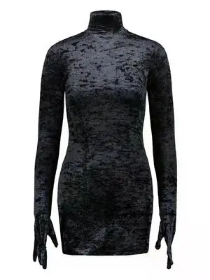 Vetements Velvet Mini Dress With Glove Sleeves - Black