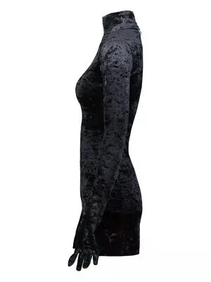 Vetements Velvet Mini Dress With Glove Sleeves