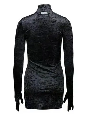 Vetements Velvet Mini Dress With Glove Sleeves