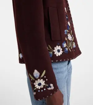 Rixo Jude Embroidered Wool-blend Jacket - Brown