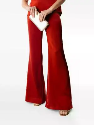 Galvan Satin Flared Trousers - Red