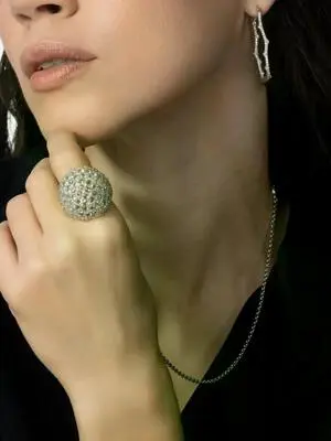 PARULINA 18k White Gold Pavé-set Diamond Thorn Briar Hoop Earrings