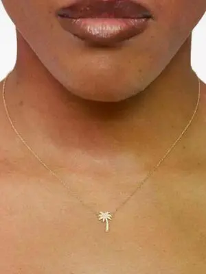 JENNIFER MEYER 18kt Yellow Pave Diamond Palm Tree Necklace - Gold