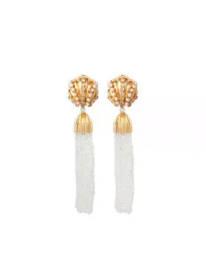 BOUNKIT JEWELRY Embellished Tassel Drop Earrings - Gold