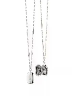 Monica Rich Kosann Tone Sapphire Embellished Locket Pendant Necklace - Silver
