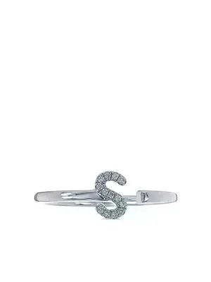 DANA REBECCA DESIGNS 14k White Gold Single Initial Diamond Ring - Silver