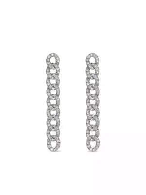 ZYDO 18k White Gold Diamond Pavé Groumette Drop Earrings - Silver